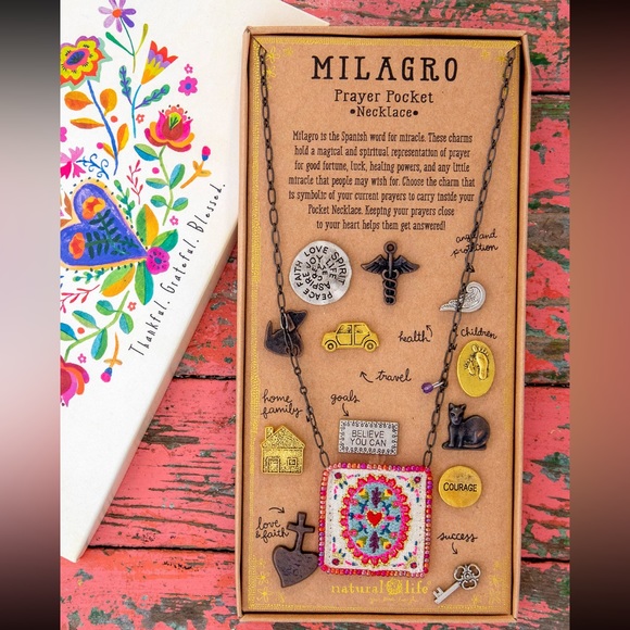 NATURAL LIFE | Jewelry | New Milagros Prayer Boho Necklace W 2 Charms ...